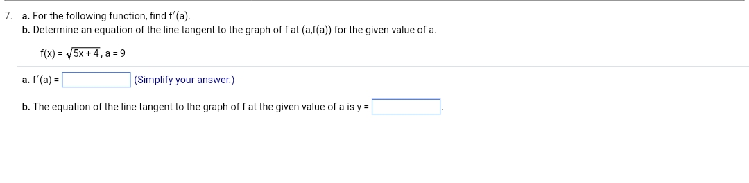 Solved a. For the following function, find f′(a). b. | Chegg.com