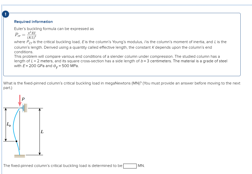 Solved ! Required information Euler's buckling formula can | Chegg.com