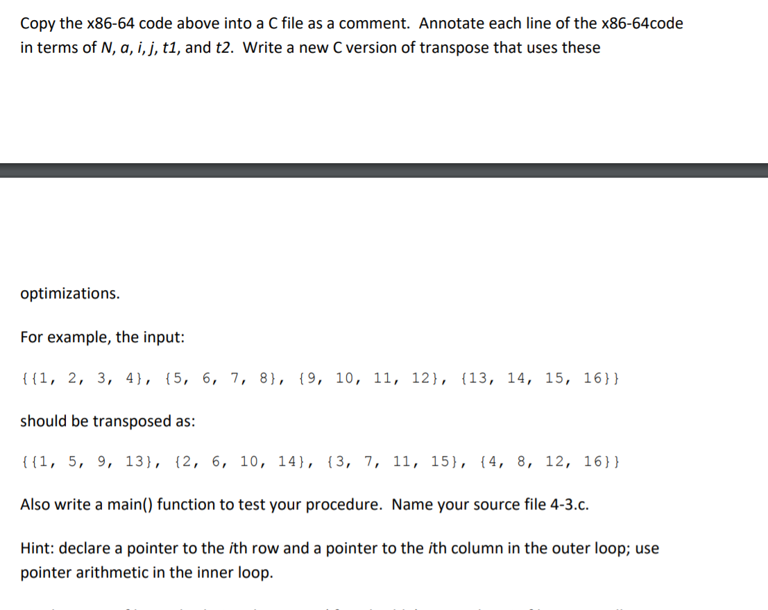 3. [30] The following C code transposes the elements | Chegg.com