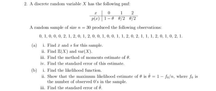 Solved A Discrete Random Variable X Has The Following Pmf