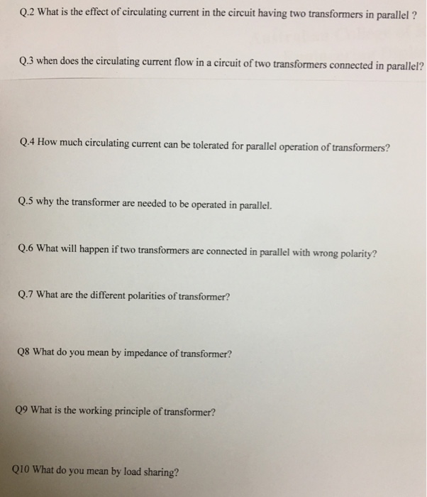 Solved Q.2 What is the effect of circulating current in the | Chegg.com