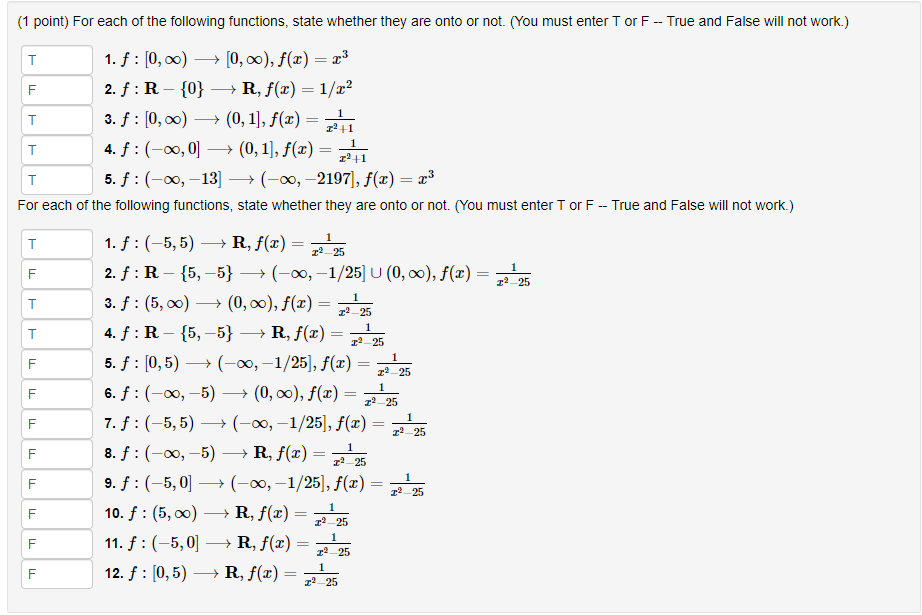 Solved For each of the following functions, state whether | Chegg.com
