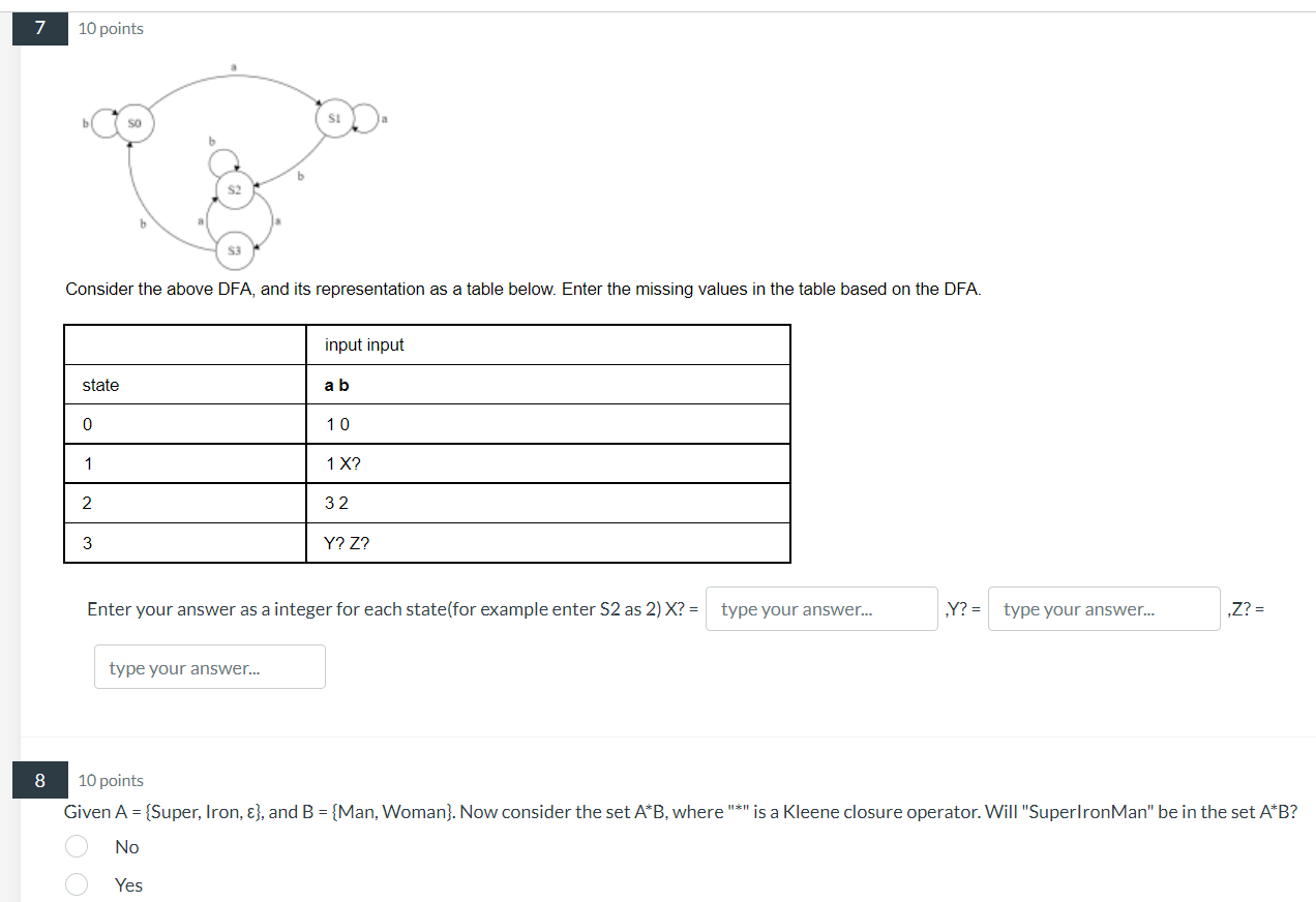 Solved Enter your answer as a integer for each state(for | Chegg.com