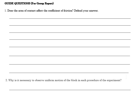 Solved EXPERIMENT NO. 102 FRICTION INTRODUCTION Any object | Chegg.com