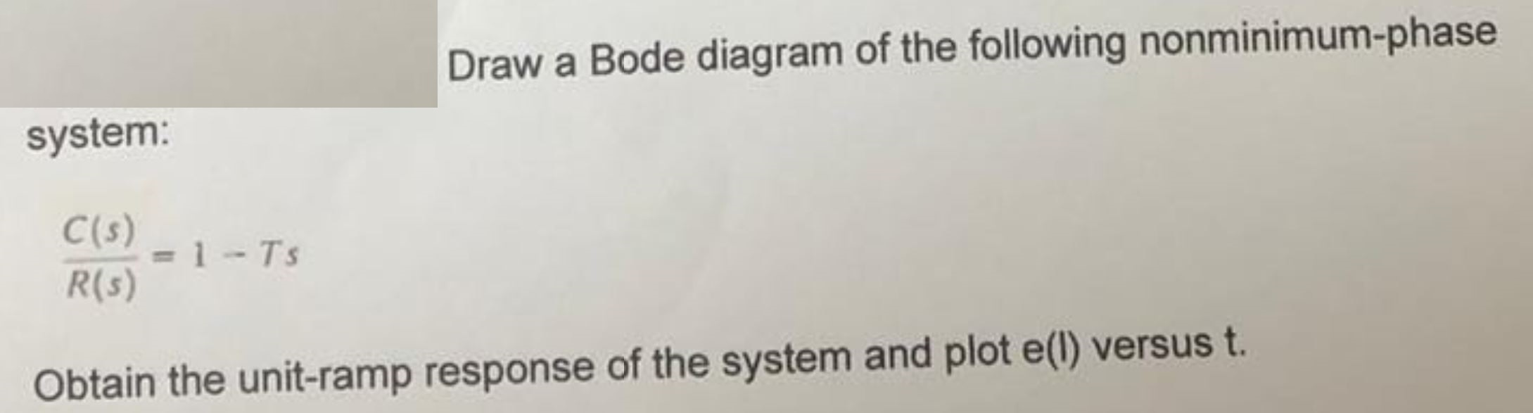 Solved Draw a Bode diagram of the following nonminimum-phase | Chegg.com