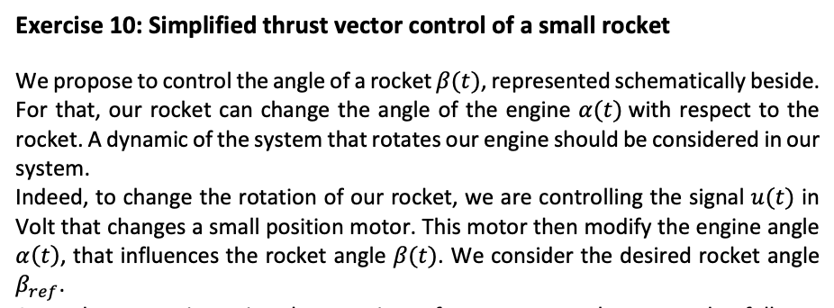 Exercise 10: Simplified thrust vector control of a | Chegg.com