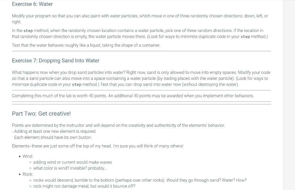 Solved Falling Sand In this lab, you'll create a falling | Chegg.com