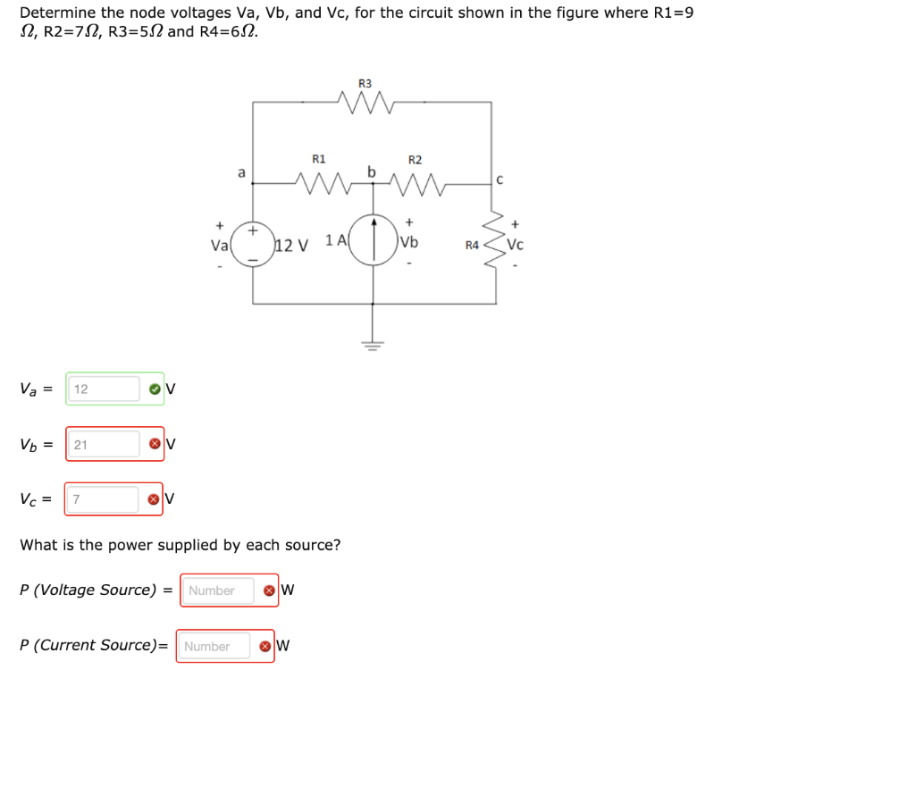 Solved Determine the node voltages Va, Vb, and Vc, for the | Chegg.com