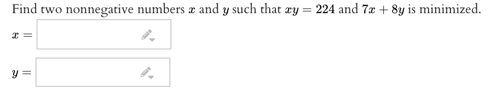 Solved Find two nonnegative numbers x and y such that xy = | Chegg.com