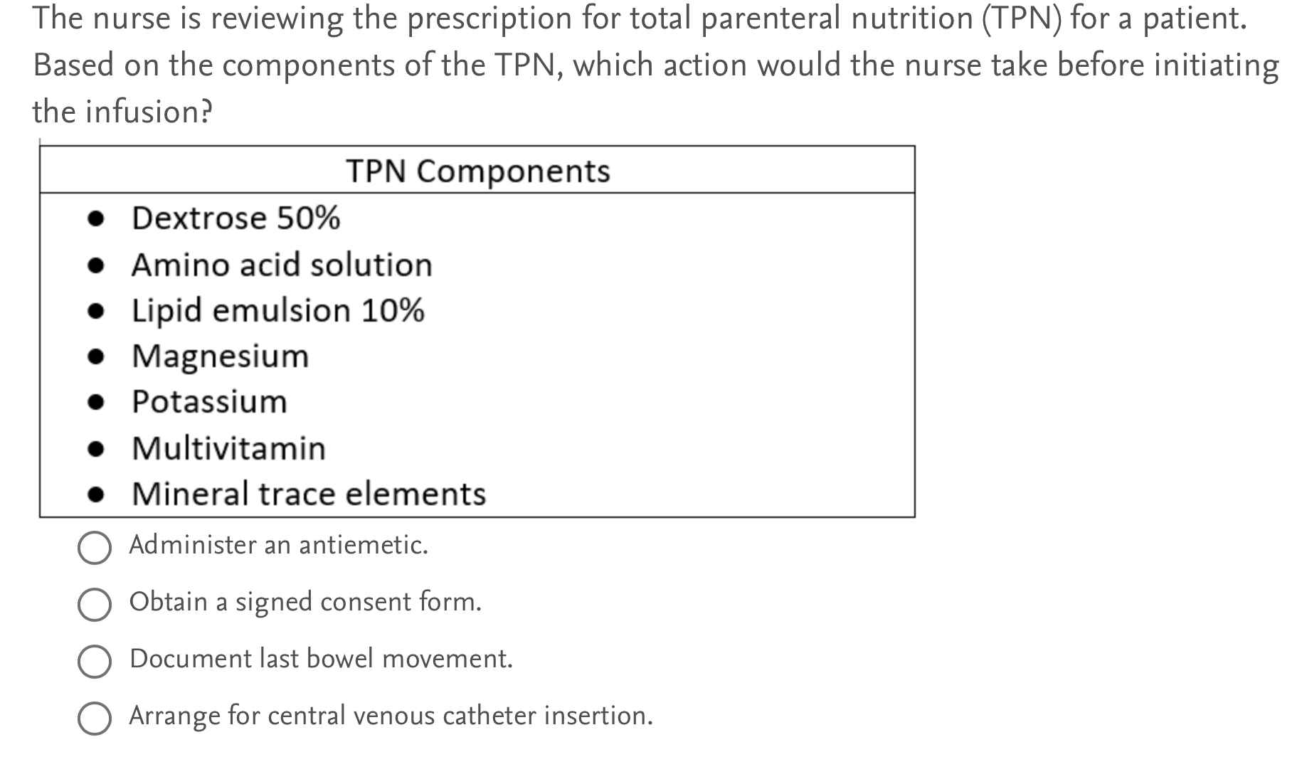Solved The nurse is reviewing the prescription for total | Chegg.com
