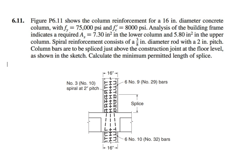 Solved 6.11. Figure P6.11 shows the column reinforcement for | Chegg.com