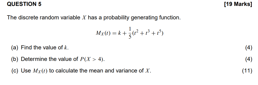 Solved The discrete random variable X has a probability | Chegg.com