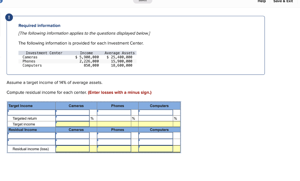Solved seve Help Save & Exit Required information (The | Chegg.com