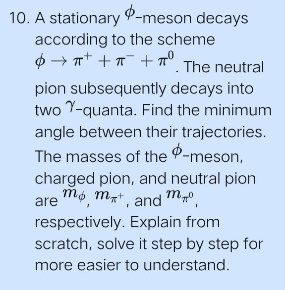 Solved A stationary ϕ-meson decays according to the scheme | Chegg.com