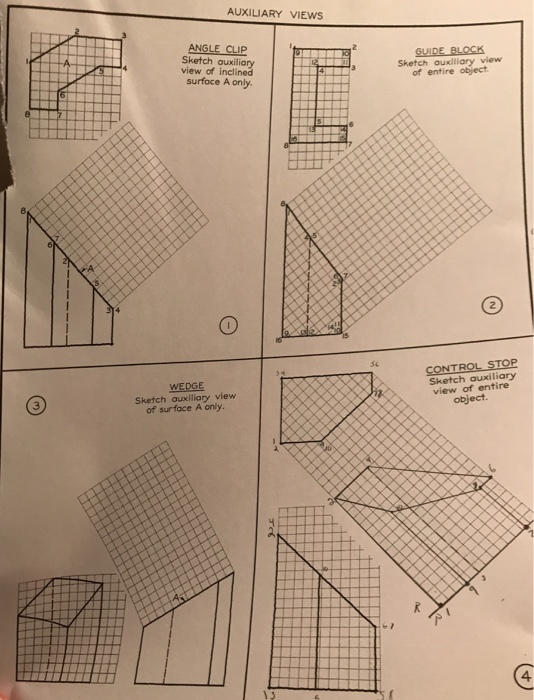 Solved AUXILIARY VIEWS Sketch auxiliary view of inclined | Chegg.com