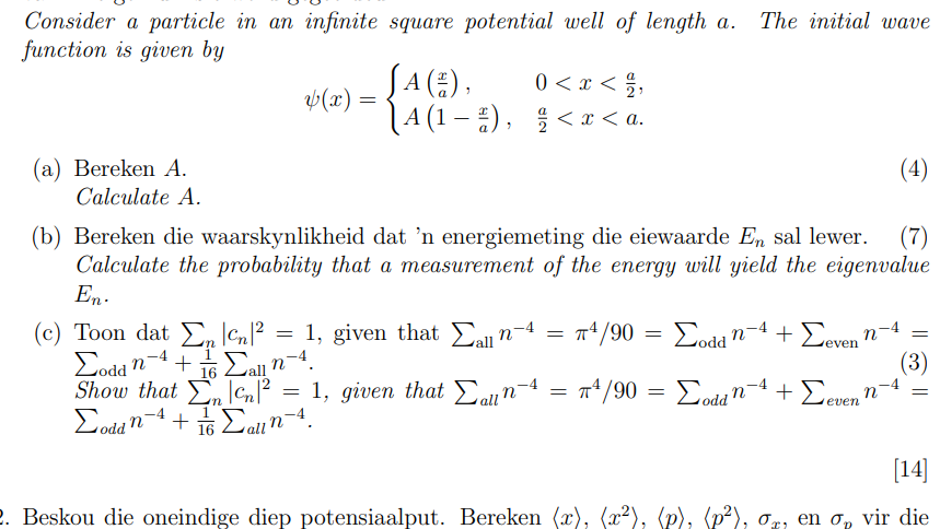 Solved Consider a particle in an infinite square potential | Chegg.com
