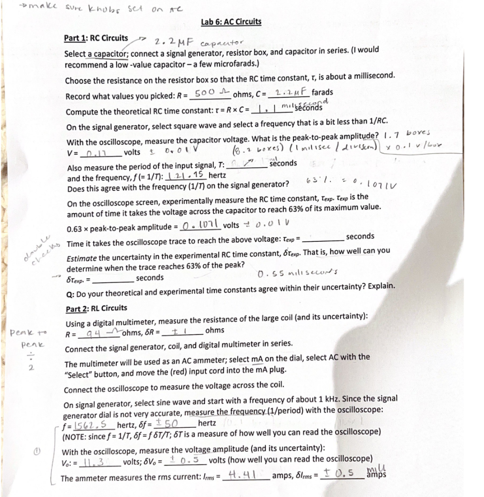 Solved Lab 6: AC Circuits Part 1: RC Circuits 2.2μF | Chegg.com