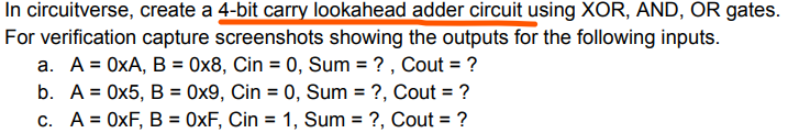 Solved In circuitverse, create a 4-bit carry lookahead adder | Chegg.com