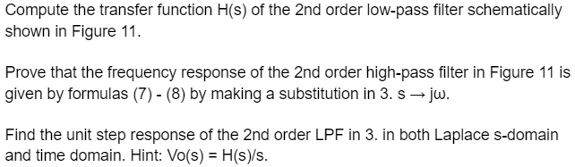 Solved Compute the transfer function H(s) of the 2nd order | Chegg.com
