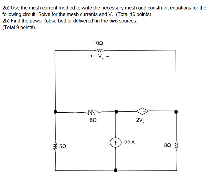 Solved 2a) ﻿Use the mesh current method to write the | Chegg.com