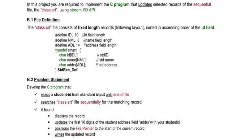 In this project you are required to implement the C | Chegg.com