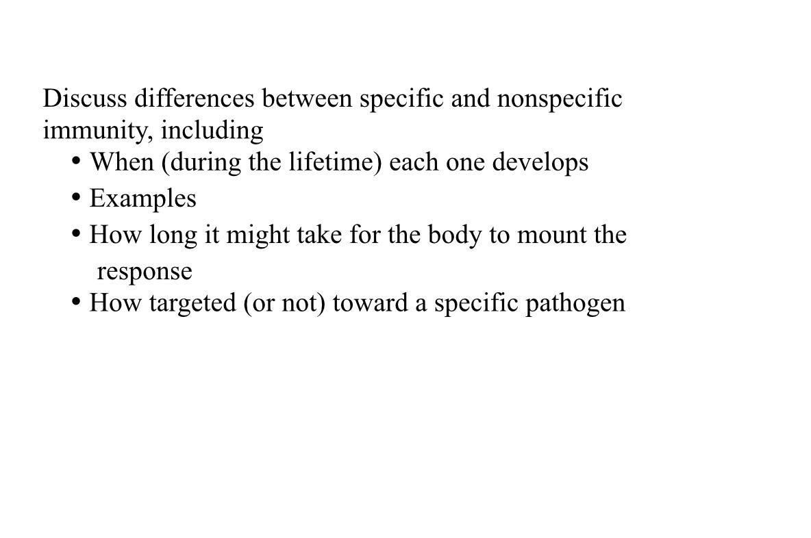 Solved Discuss differences between specific and nonspecific | Chegg.com