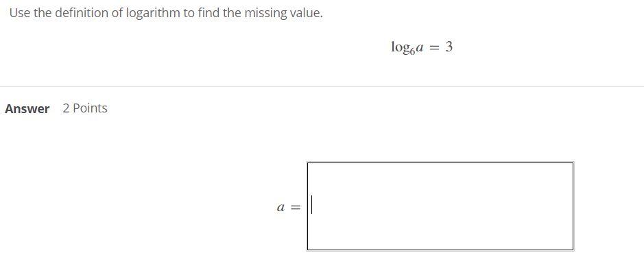 Solved Use the definition of logarithm to find the missing | Chegg.com
