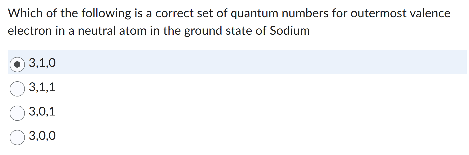 Solved Which of the following is a correct set of quantum | Chegg.com