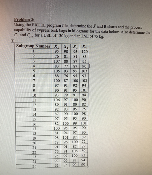 Solved Problem 3 Using The Excel Program File Determine 4458