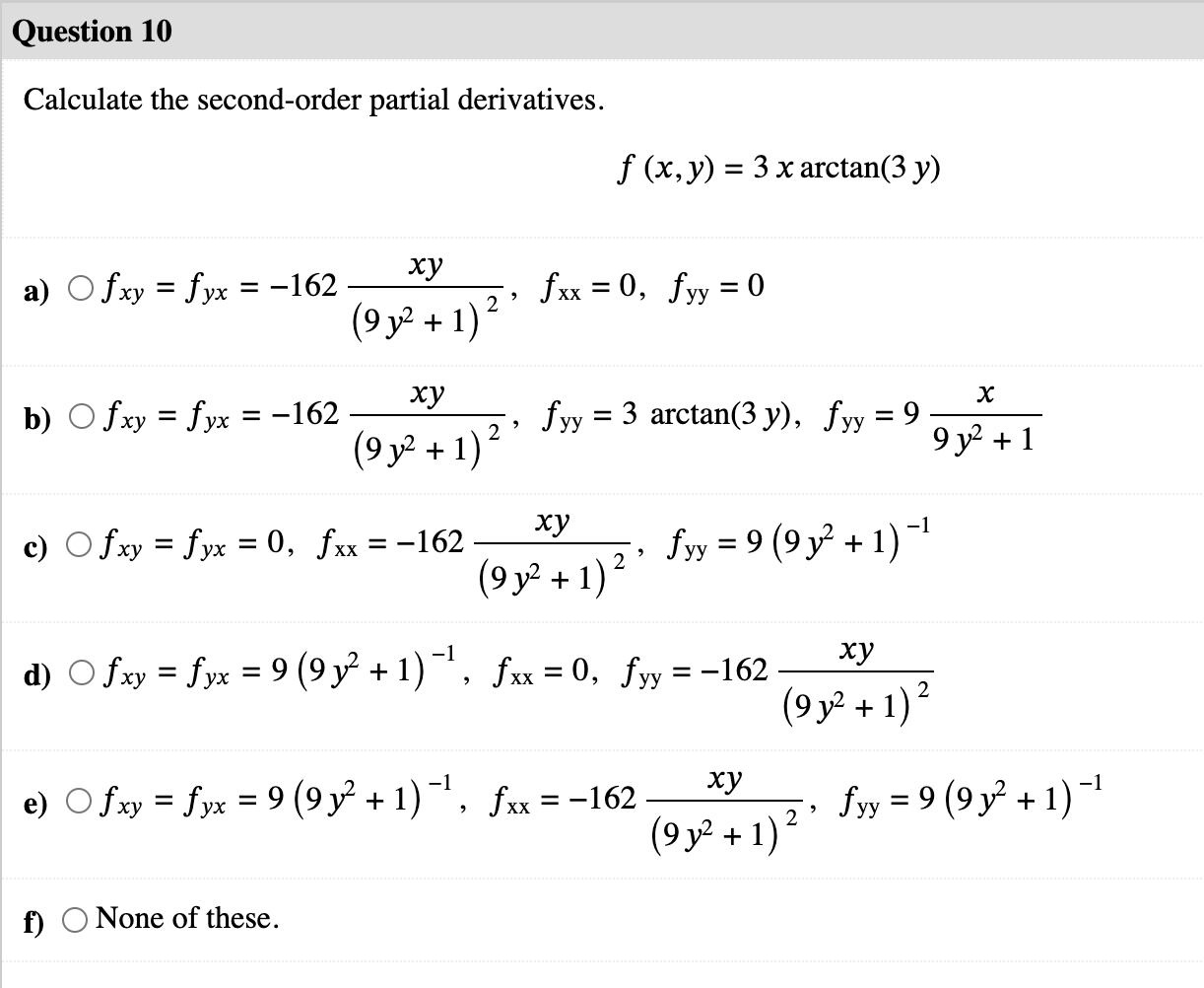 Solved Calculate the second-order partial derivatives. | Chegg.com