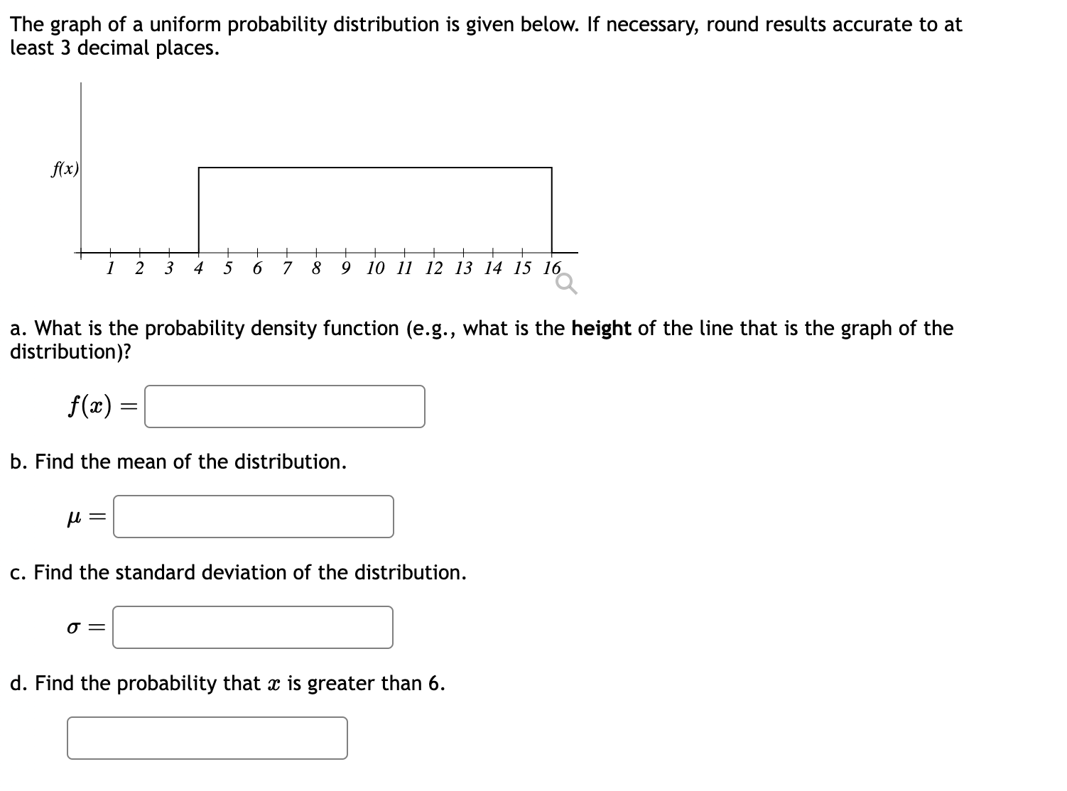 Solved The graph of a uniform probability distribution is | Chegg.com
