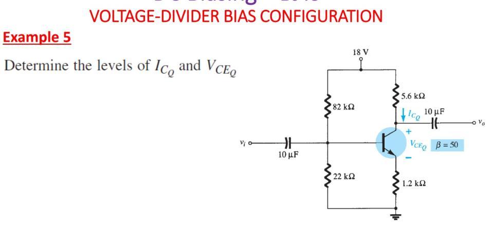 Solved VOLTAGE-DIVIDER BIAS CONFIGURATION Example 5 | Chegg.com