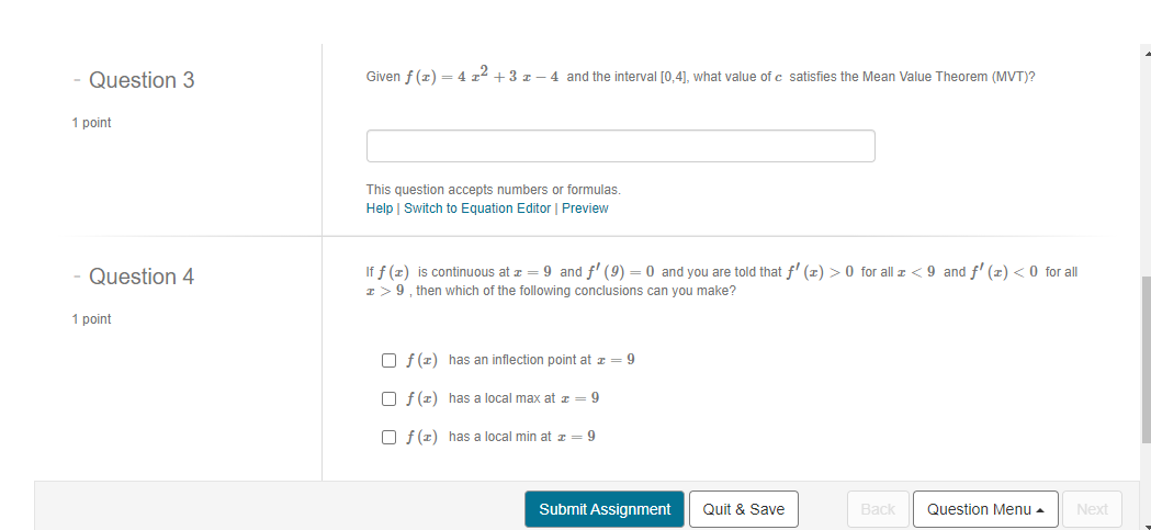 Solved Given f(x)=4x2+3x−4 and the interval [0,4], what | Chegg.com