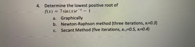 Solved 4. Determine the lowest positive root of f(x) = 7 | Chegg.com