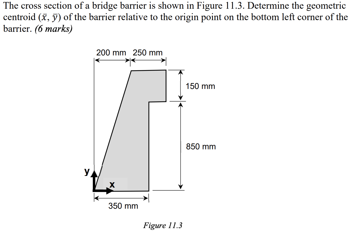 Solved The cross section of a bridge barrier is shown in | Chegg.com