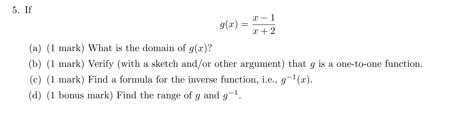 Solved Ifg(x)=x-1x+2(a) (1 ﻿mark) ﻿What is the domain of | Chegg.com