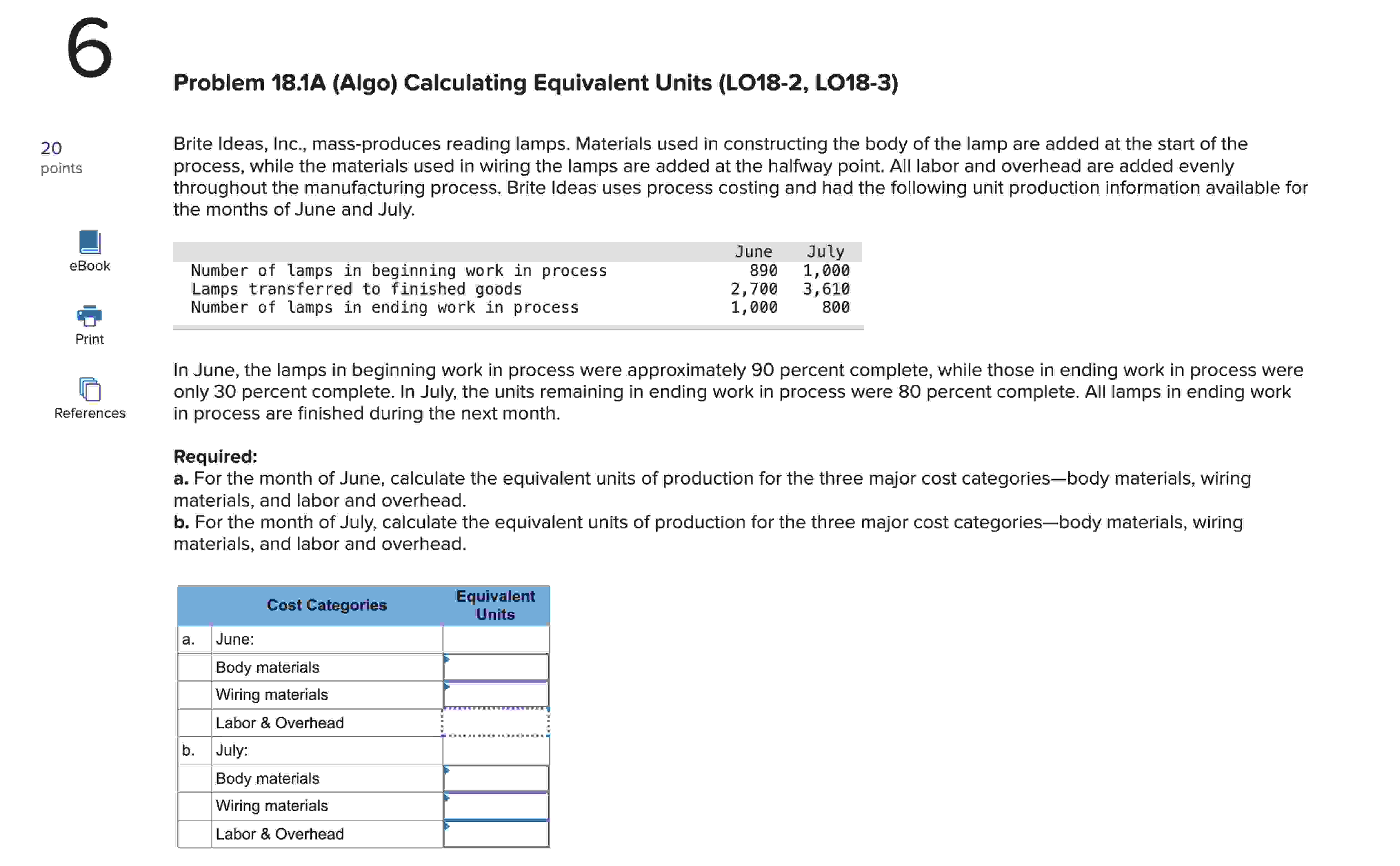 Solved Problem 18.1A (Algo) ﻿Calculating Equivalent Units | Chegg.com