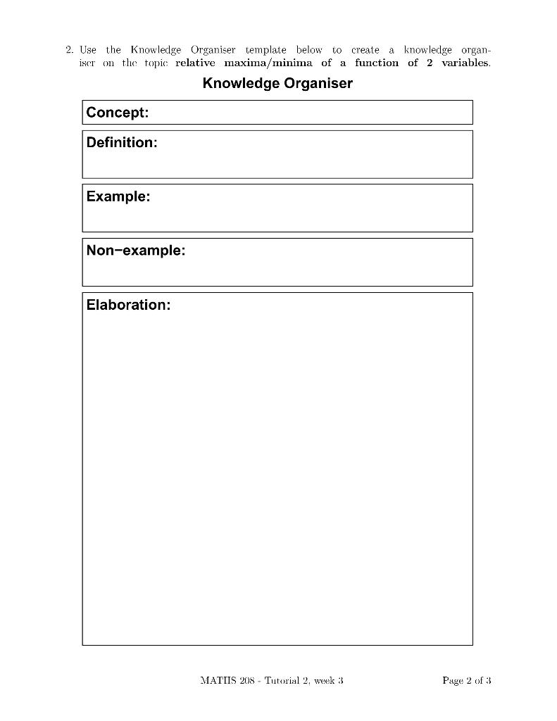 Solved 2. Use the knowledge Organiser template below to | Chegg.com