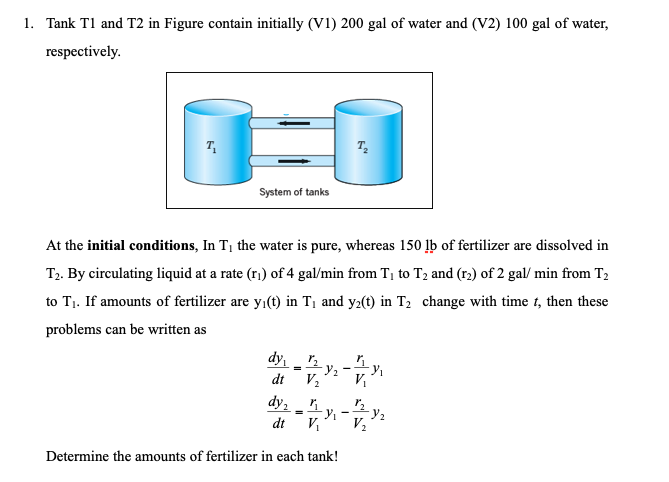 Solved 1. Tank T1 and T2 in Figure contain initially (v1) | Chegg.com