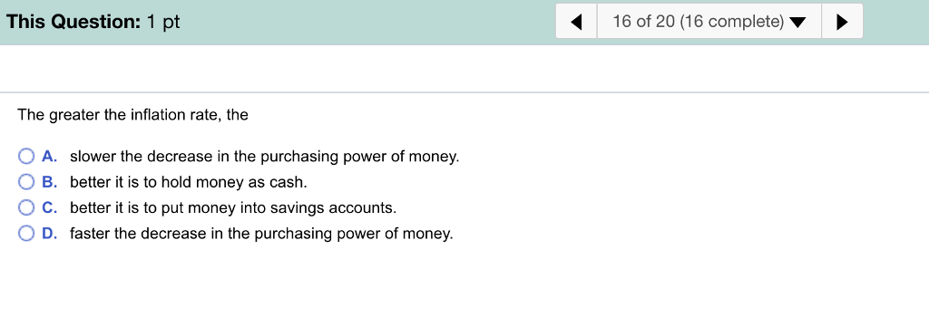Solved This Question: 1 pt 16 of 20 (16 complete) The | Chegg.com