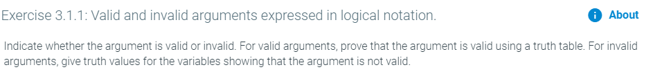 Solved Exercise 3.1.1: Valid and invalid arguments expressed | Chegg.com