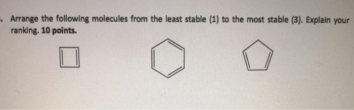 Solved Arrange the following molecules from the least stable | Chegg.com