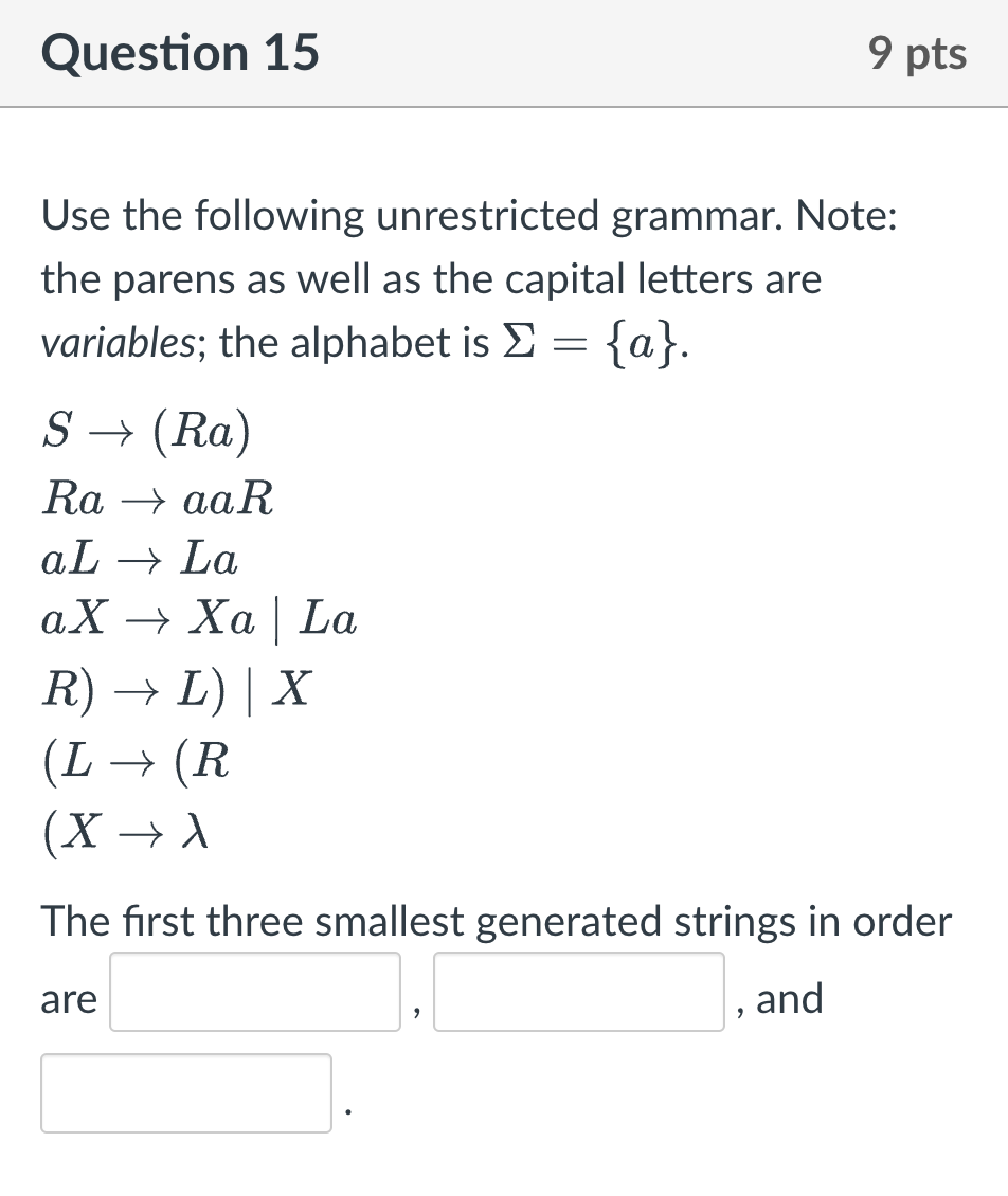 Solved Use the following unrestricted grammar. Note: the | Chegg.com