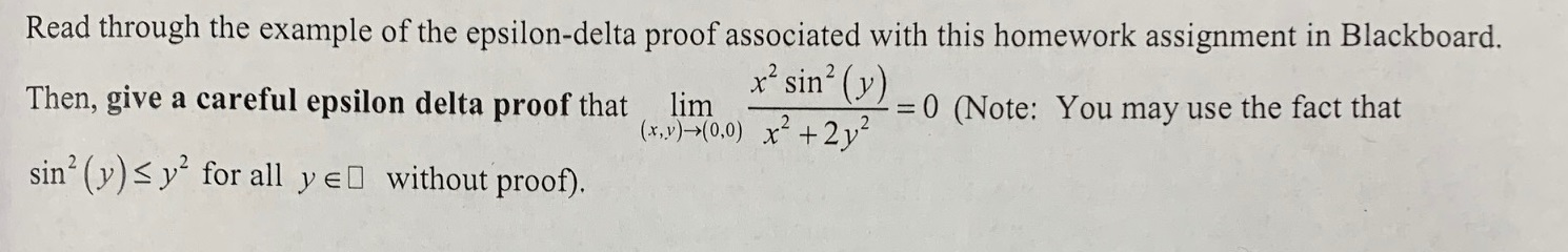Solved Read through the example of the epsilon-delta proof | Chegg.com