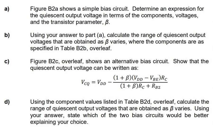 Solved a) a Figure B2a shows a simple bias circuit. | Chegg.com