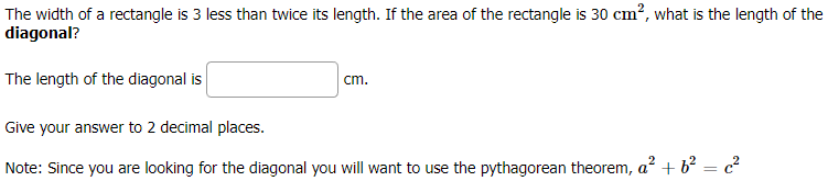 Solved The width of a rectangle is 3 less than twice its | Chegg.com