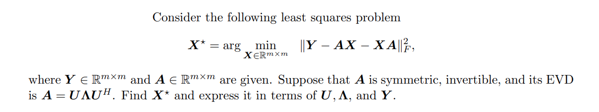Solved Consider the following least squares problem | Chegg.com