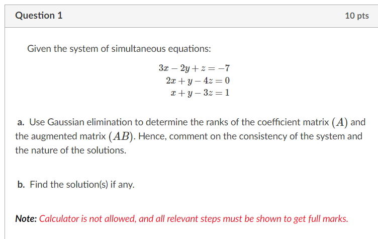 Solved Given the system of simultaneous equations: | Chegg.com
