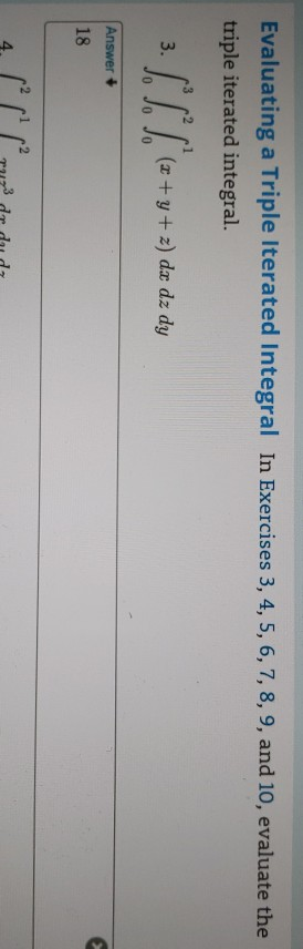 Solved Evaluating a Triple Iterated Integral In Exercises 3, | Chegg.com