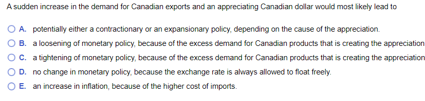 Solved A sudden increase in the demand for Canadian exports | Chegg.com